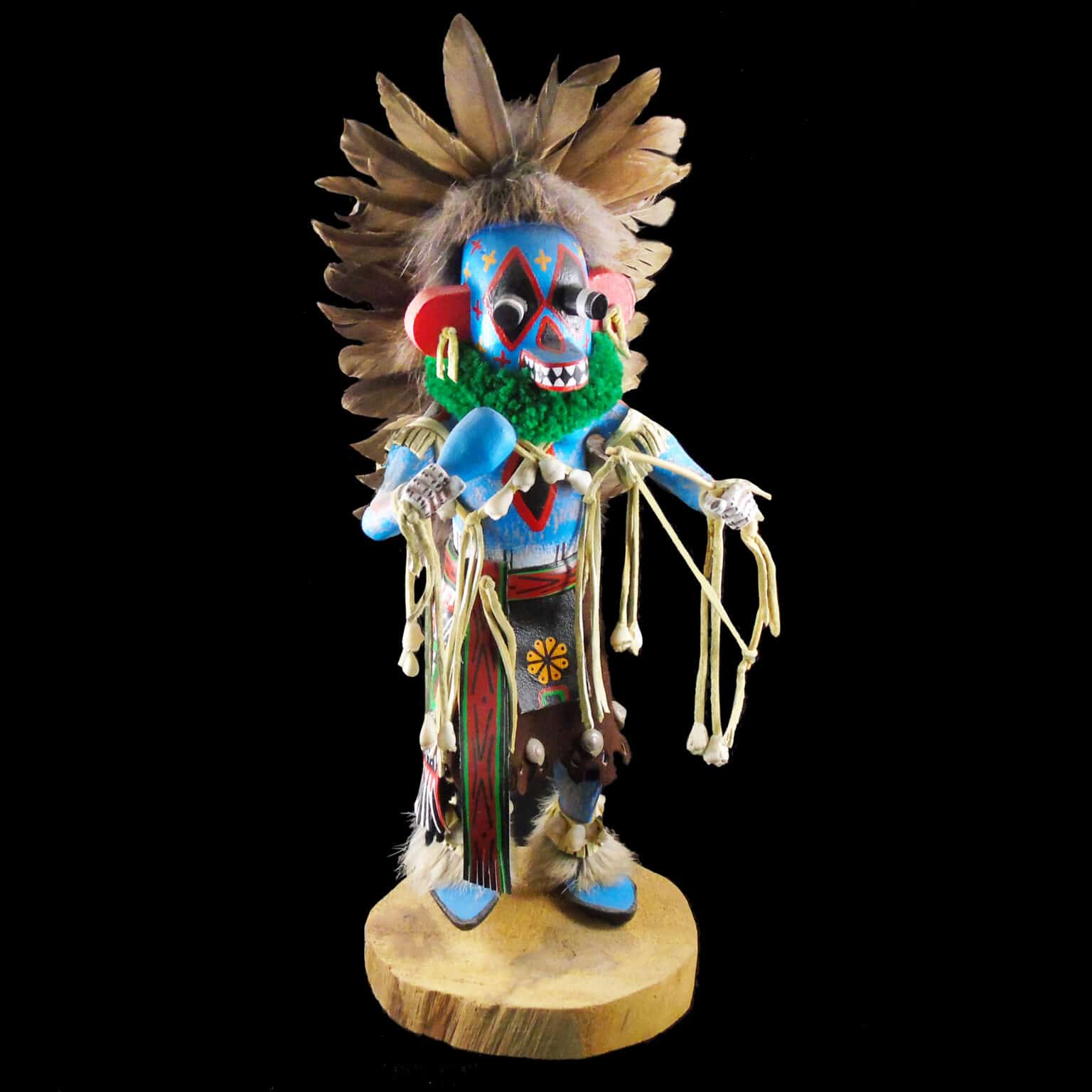 Hand Made Native American Navajo Blue Warrior Kachina