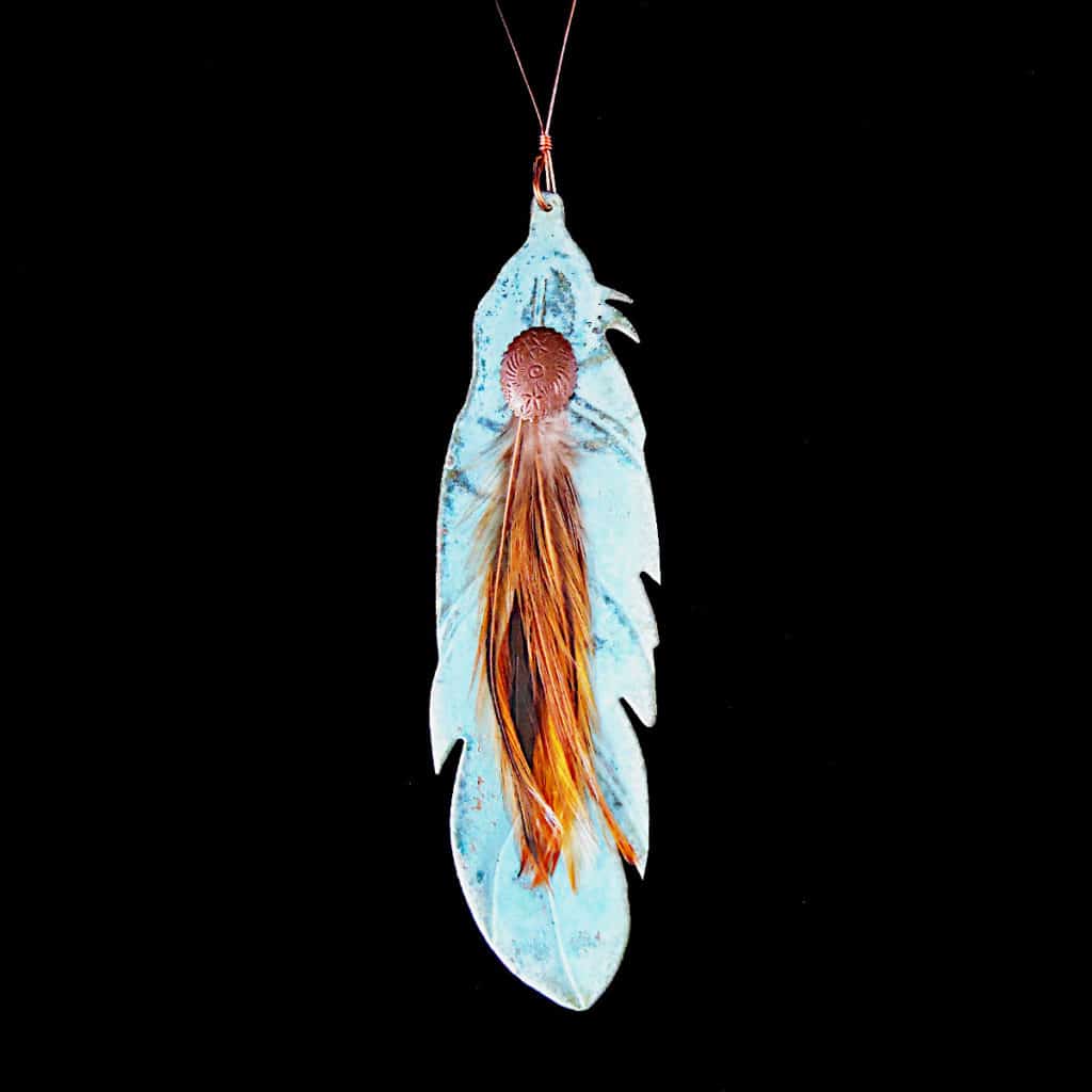 Copper Patina Feather Ornament | Joe Wilcox Indian Den