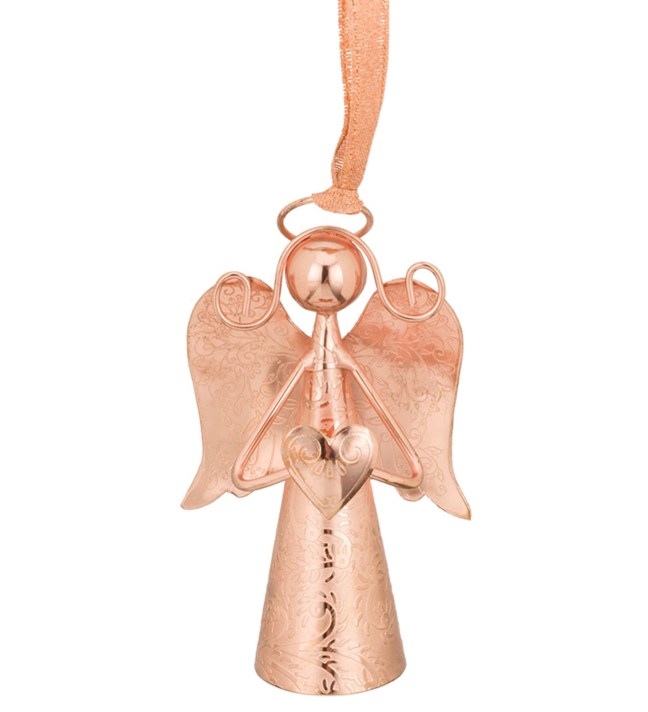 Regal Rose Gold Angel 4'' Bell with Heart