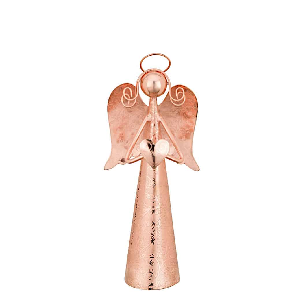 Regal Rose Gold Angel 8'' Bell with Heart
