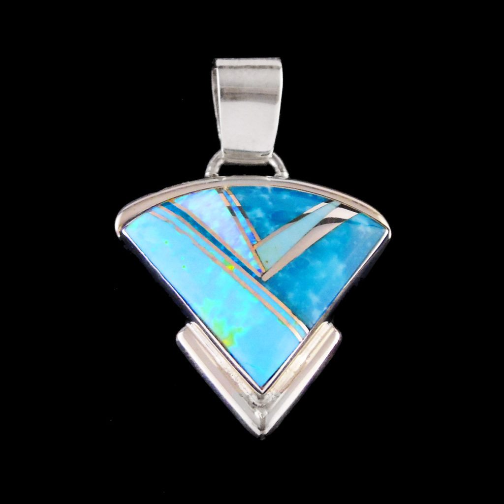 Turquoise & Opal Triangle Pendant | Joe Wilcox Indian Den