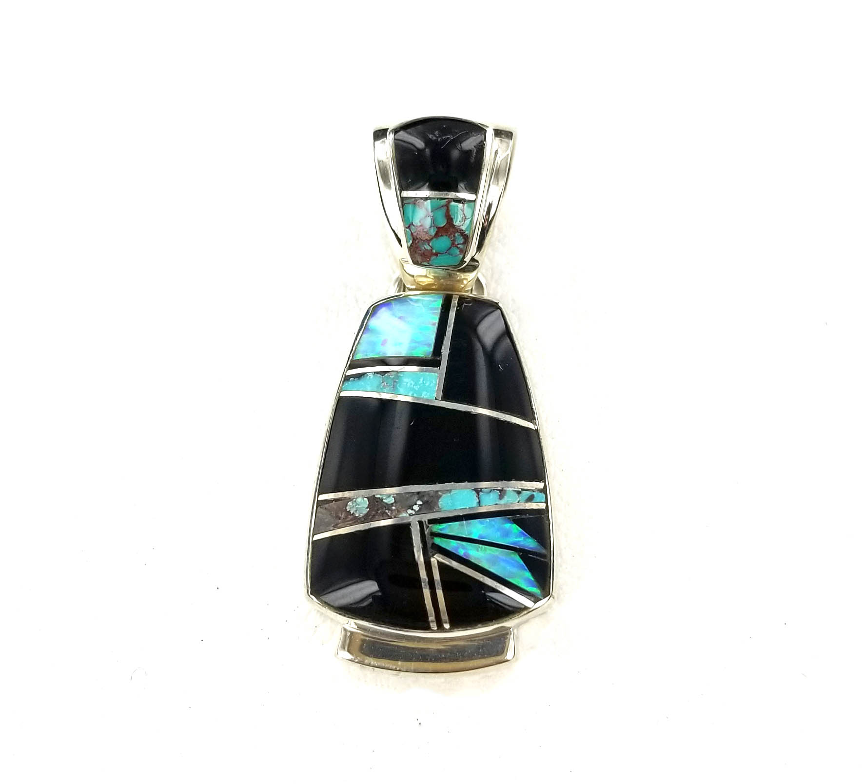 Onyx-Opal-Turquoise Inlaid Pendant | Joe Wilcox Indian Den