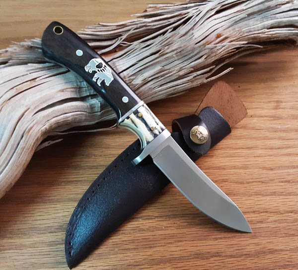 Inlaid Bear Wood & Bone Fixed Blade | Joe Wilcox Indian Den