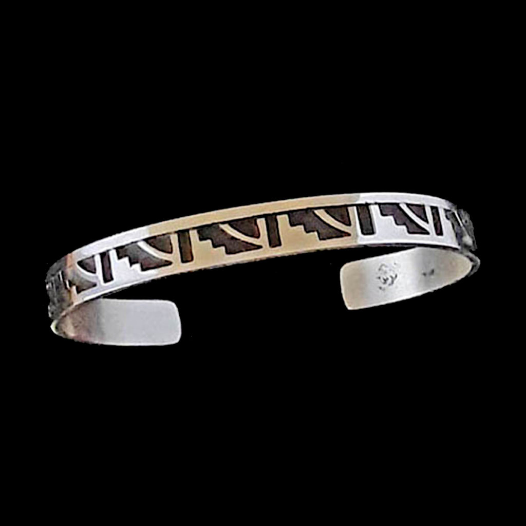 Hopi Clement Honie 1/4″ Width Overlay Sterling Bracelet
