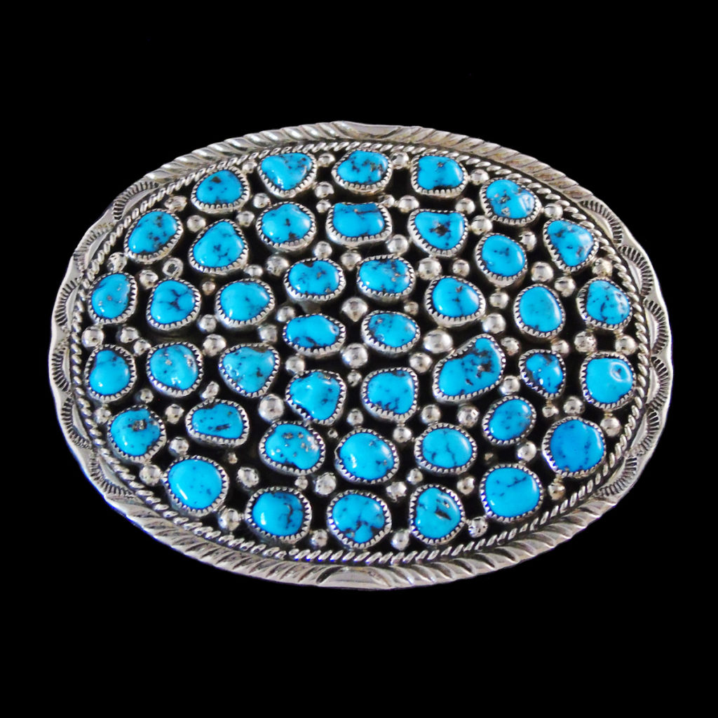 Navajo Turquoise Cluster Belt Buckle |Joe Wilcox Indian Den