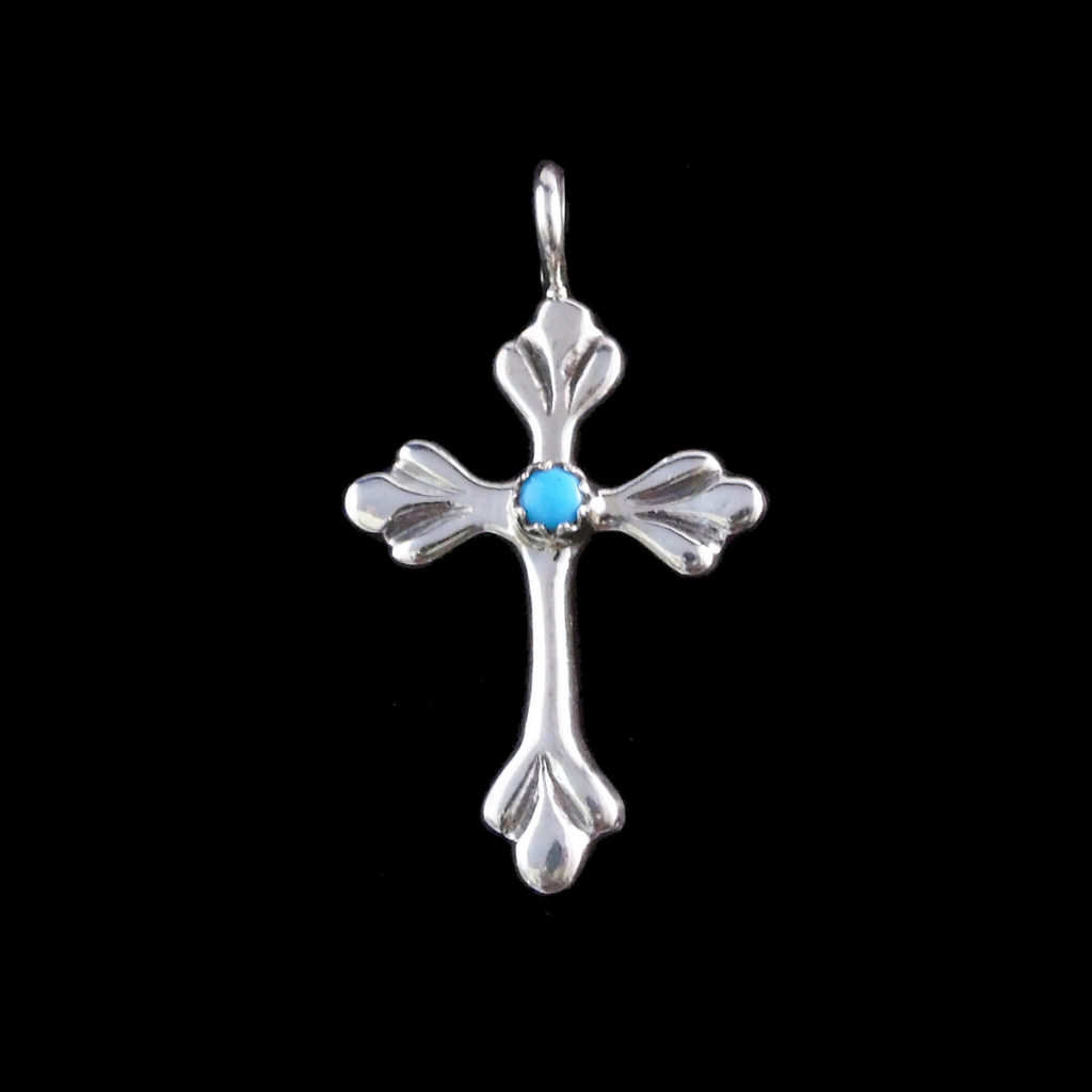 Delicate Cross with Turquoise Stone | Joe Wilcox Indian Den