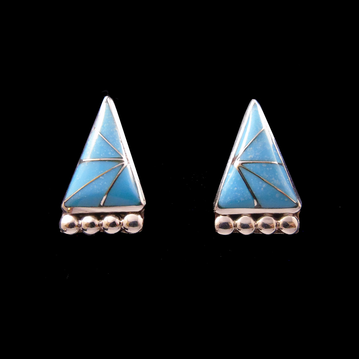 Triangle Inlaid Native American Turquoise Earrings