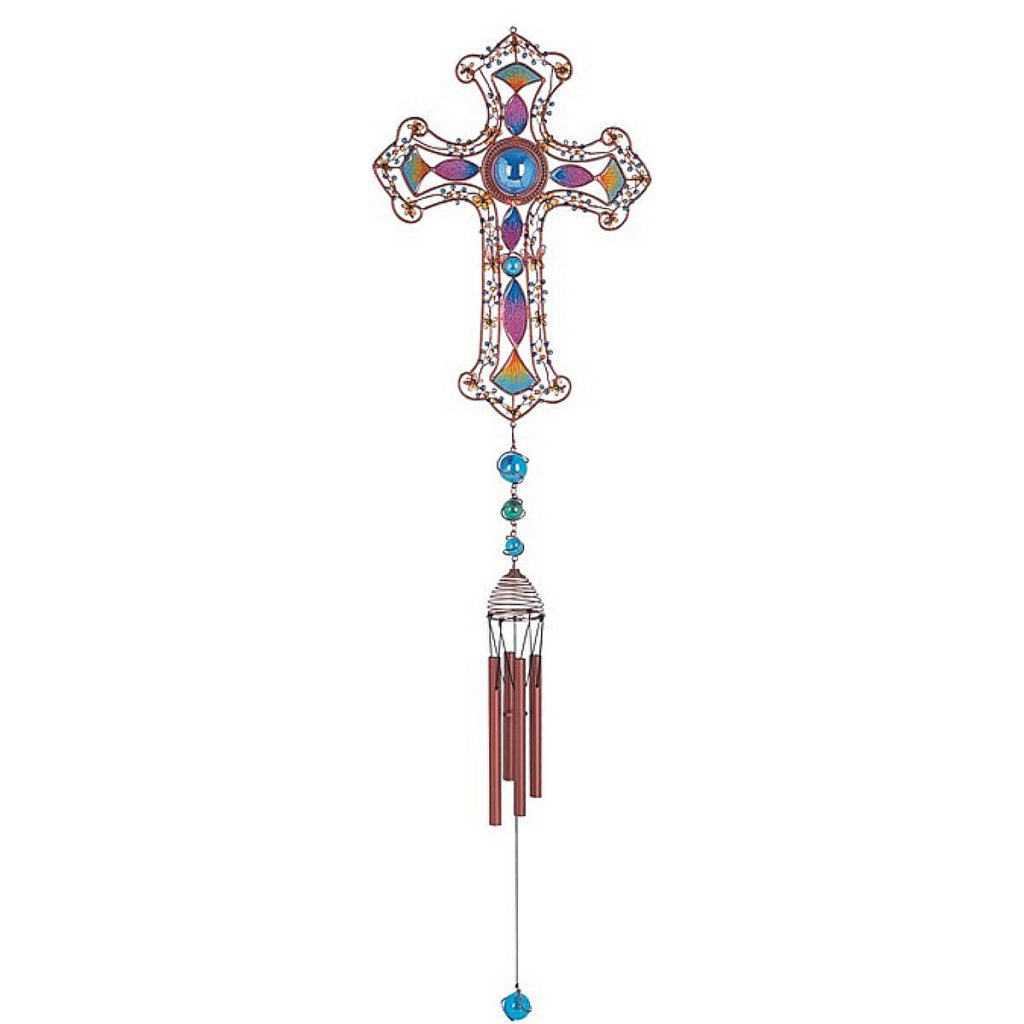 Glass & Copper Cross Wind Chime | Joe Wilcox Indian Den