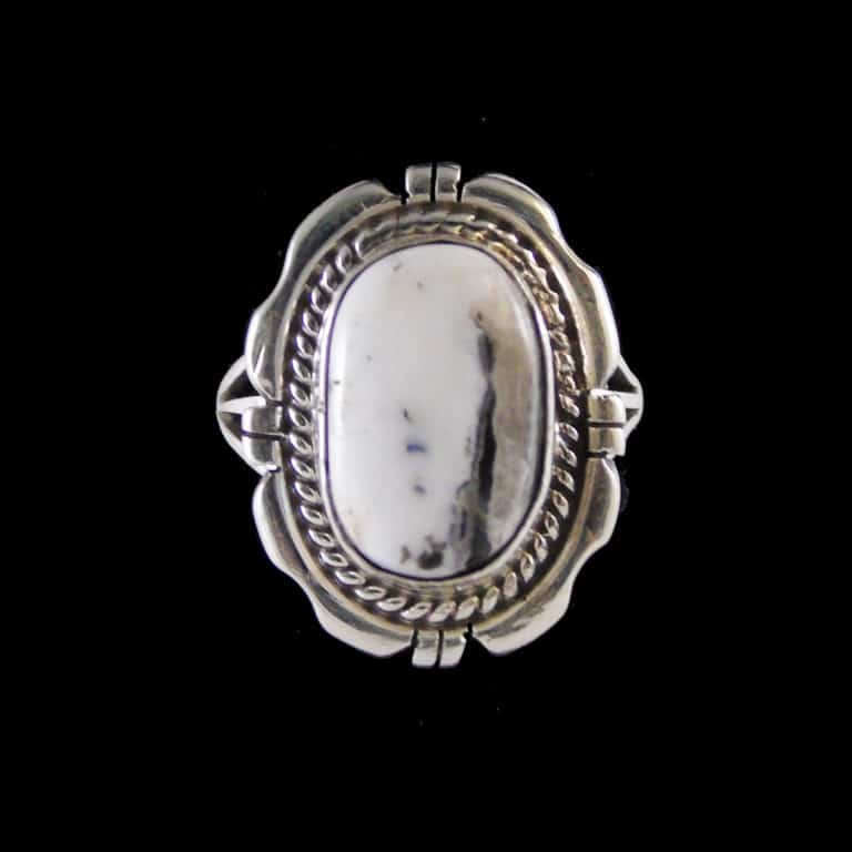 Navajo Small White Buffalo Stone Ring |Joe Wilcox Indian Den