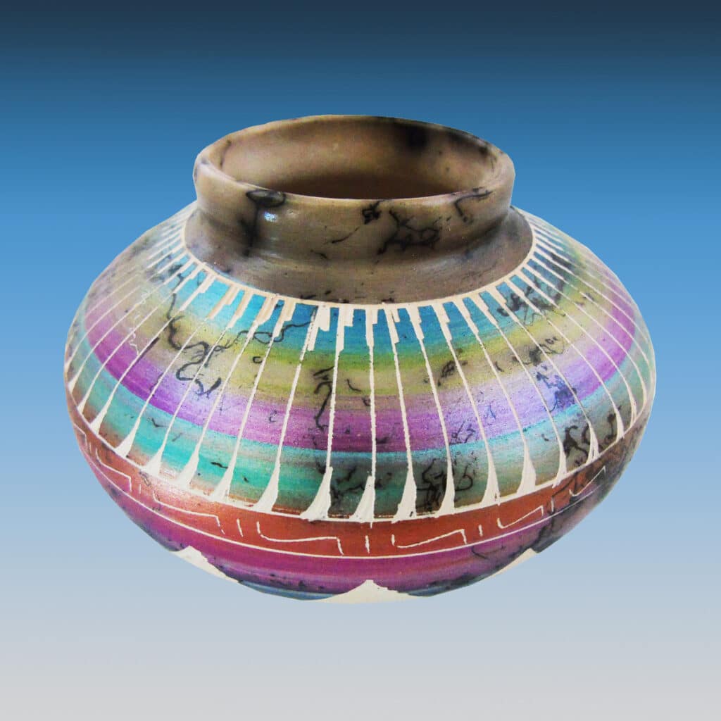 Southwest Navajo Horsehair Etched Pottery