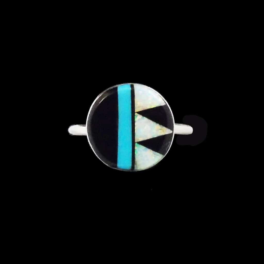 Round Multi-Stone Zuni Inlaid Ring | Joe Wilcox Indian Den