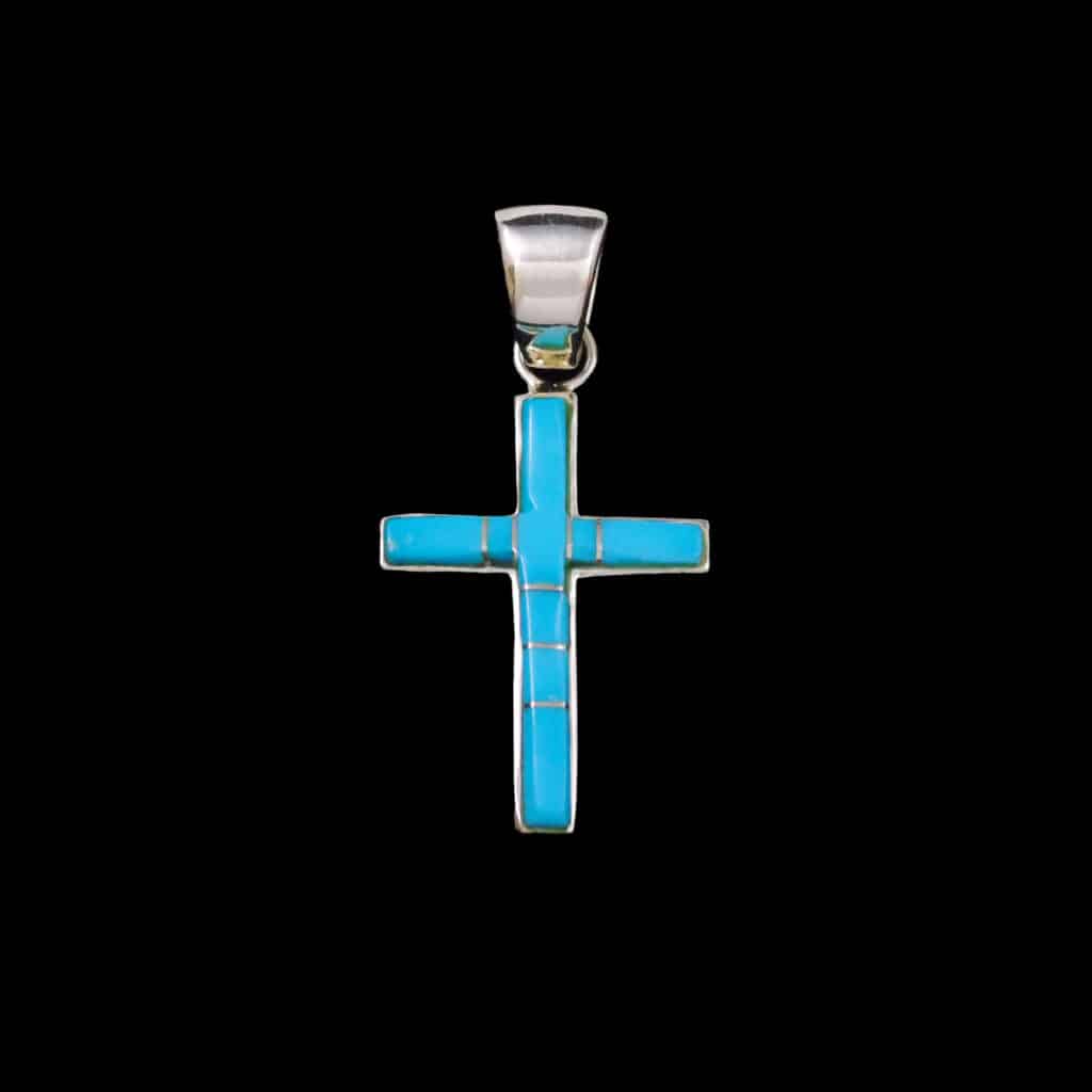 Genuine Inlaid Turquoise Cross Pendant