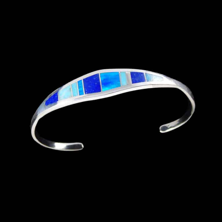 Crown Band Multi-Stone Inlay Cuff Bracelet