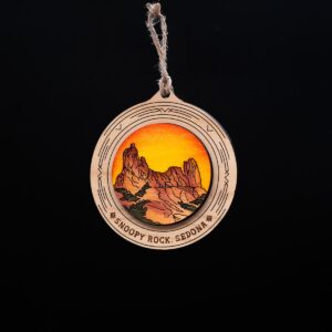 Snoopy Rock Sedona Wooden Ornament – Southwest Sunset Design